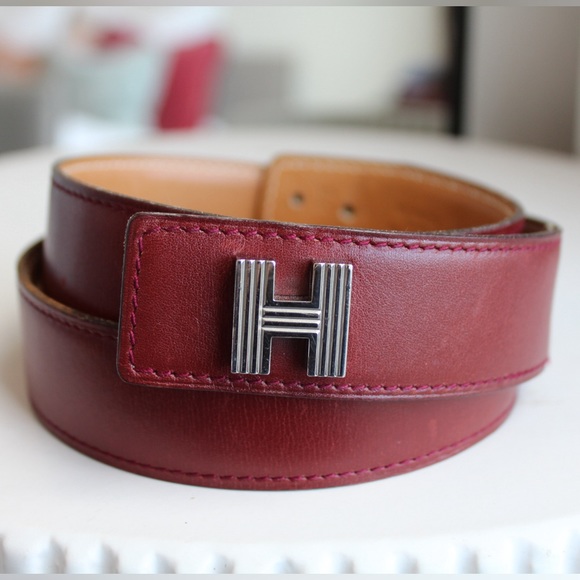 Hermes | Accessories | Authentic Herms Maroon Belt | Poshmark